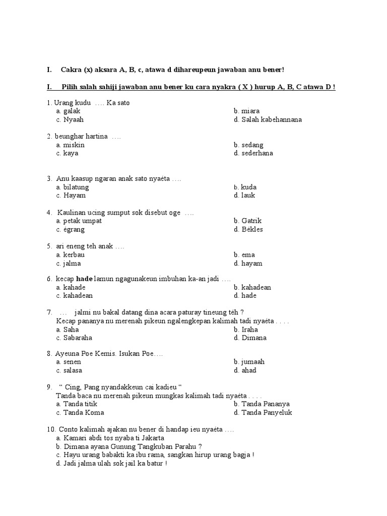 Latihan Soal Sunda 4 | PDF