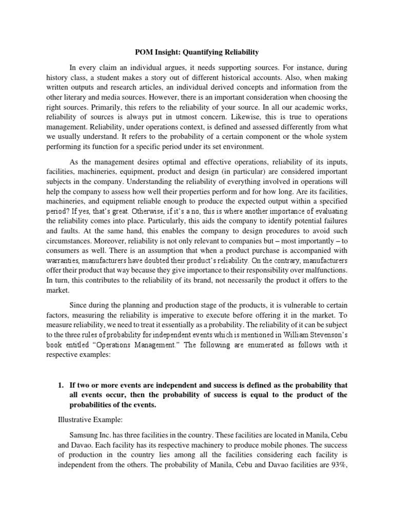 POM Insight | Download Free PDF | Reliability Engineering | Business
