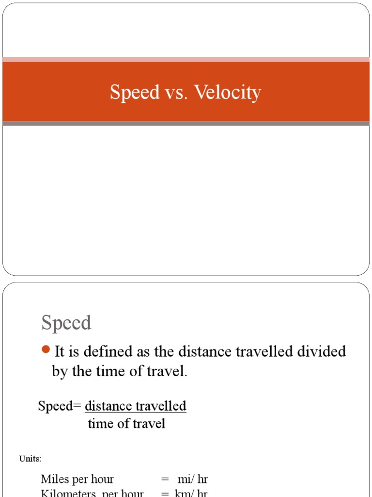 Speed Vs Velocity Pdf