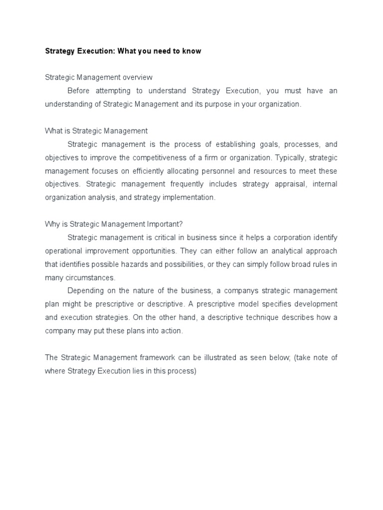 Strategy Execution | PDF | Strategic Management | Goal