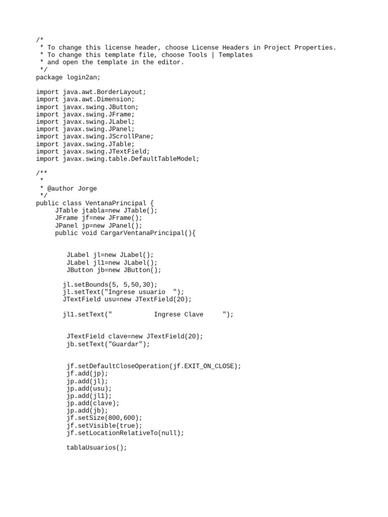 Clase Ventana Principal | PDF