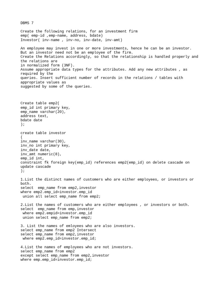 Dbms 7 | PDF | Business | Computers