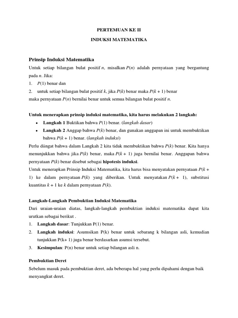 Pertemuan II Induksi Matematika | PDF