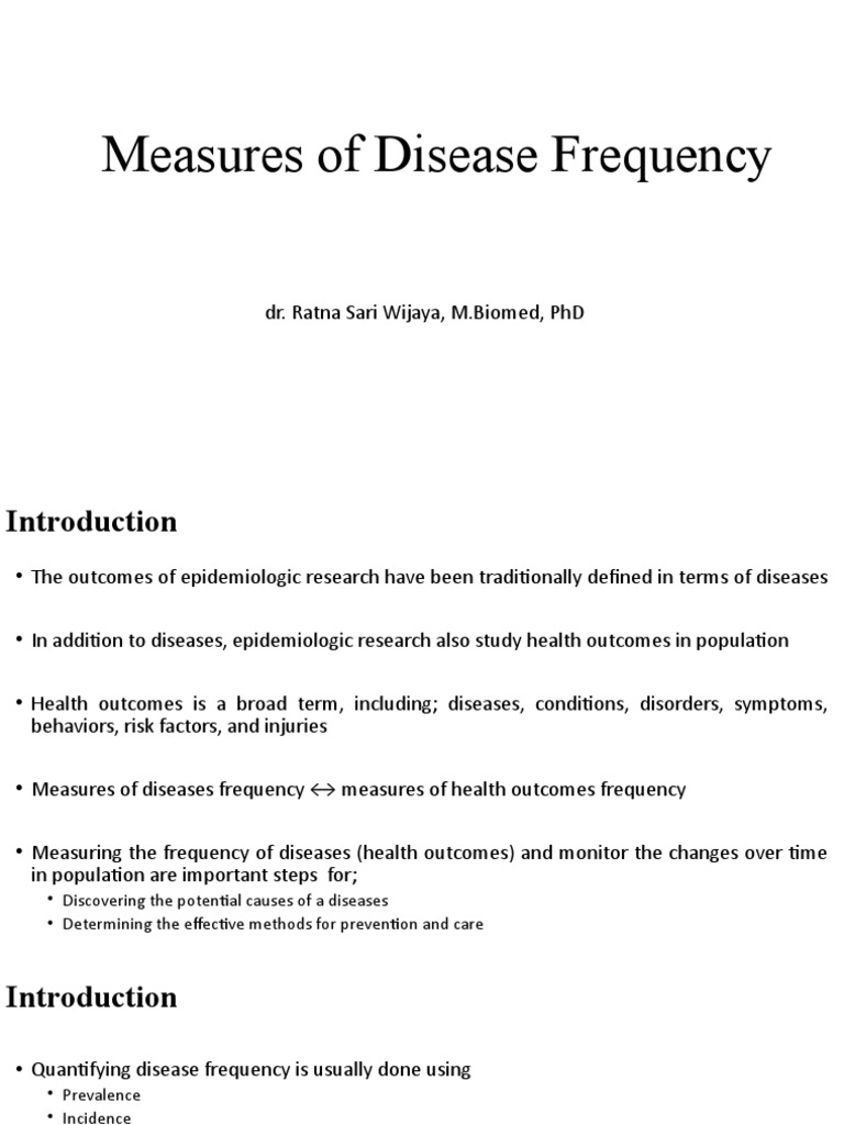 Quantifying Disease Burden: Measures of Disease Frequency and Their Application in Epidemiologic ...