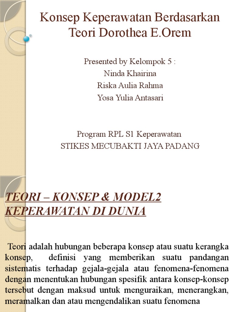 Konsep Keperawatan Berdasarkan Teori Dorothea E.Orem | PDF