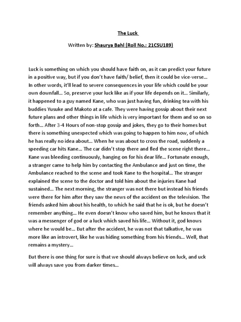 The Luck | PDF | Mystery, Thriller & Crime Fiction | Poetry