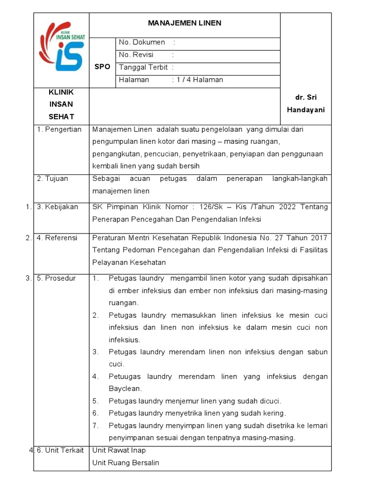 Sop Manajemen Laundry New | PDF
