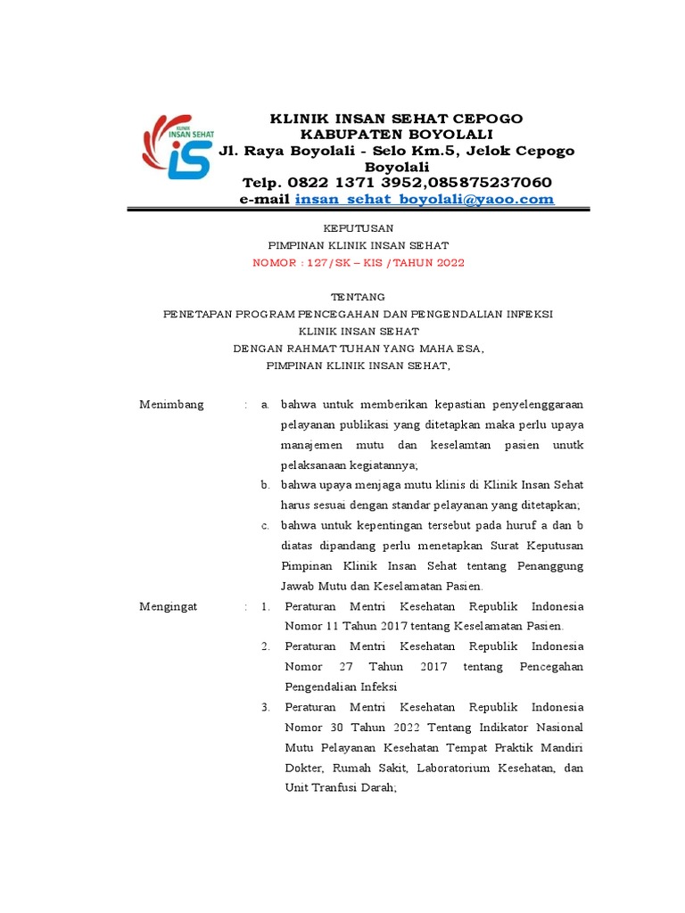 Program Pencegahan Infeksi Klinik | PDF