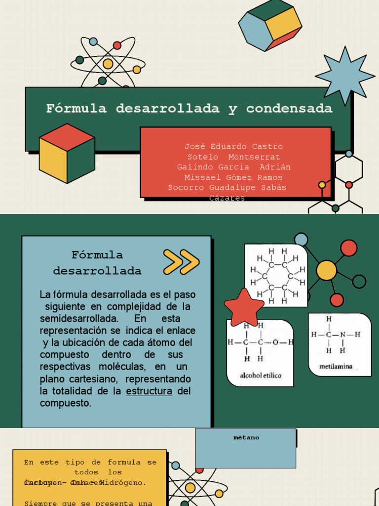 Formulas Desarollada y Condensada | PDF | Moléculas | Enlace químico