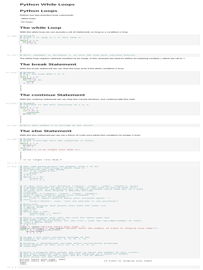 Python While Loops Pdf Control Flow Computer Engineering 4255