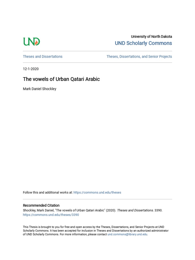 The Vowels of Urban Qatari Arabic | PDF | Vowel | Arabic