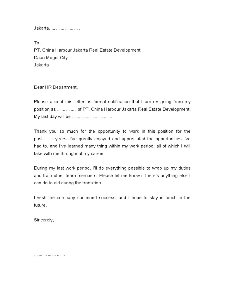 HR08-Resignation Letter Format | PDF | Career & Growth | Finance ...