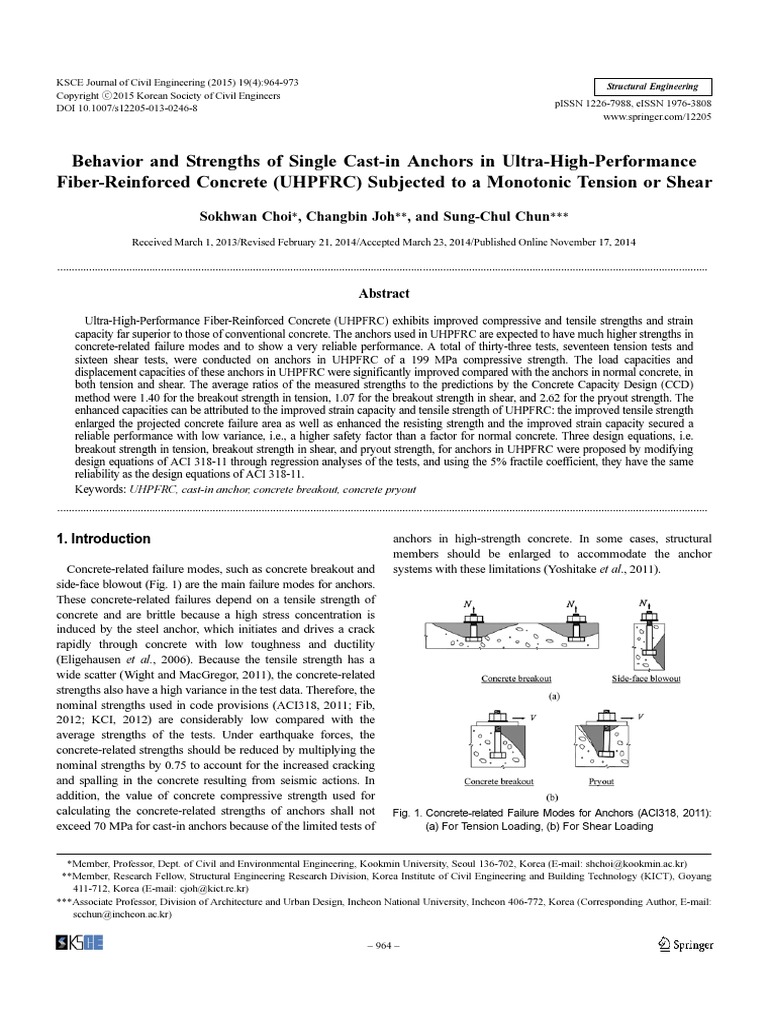 Behavior and Strengths of Single Cast-In Anchors in Ultra-High ... Behavior and Strengths of Single Cast-In Anchors in Ultra-High ...