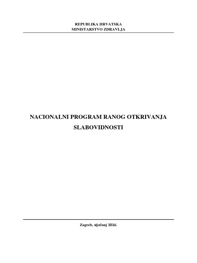 Nacionalni Program Ranog Otkrivanja Slabovidnosti | PDF