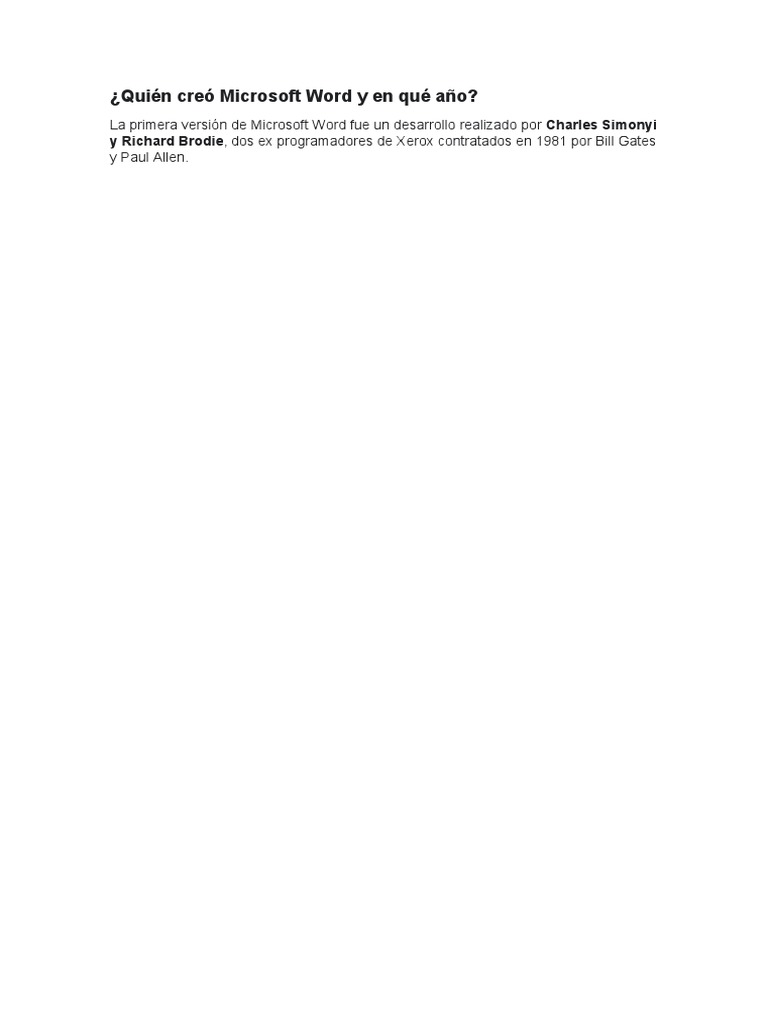 Quién Creó Microsoft Word y en Qué Año | PDF | Arte