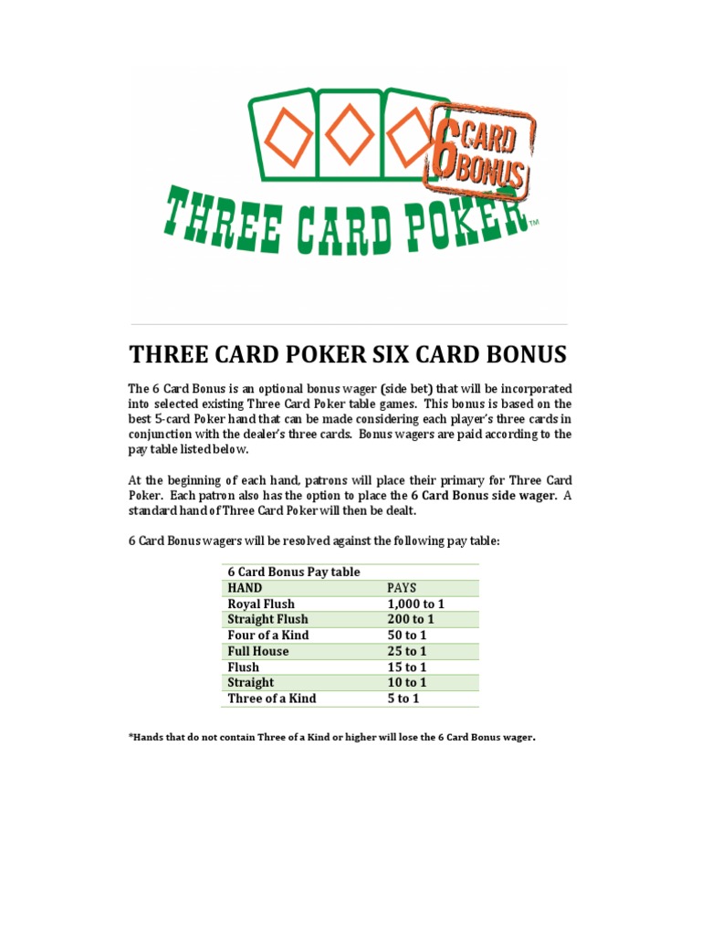 Three Card Poker Six Card Bonus | PDF