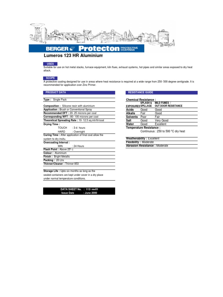 Berger Lumeros HR 123 Heat Resisting Aluminium | PDF