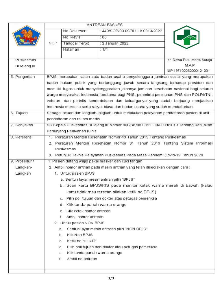 Sop Antrean Faskes | PDF