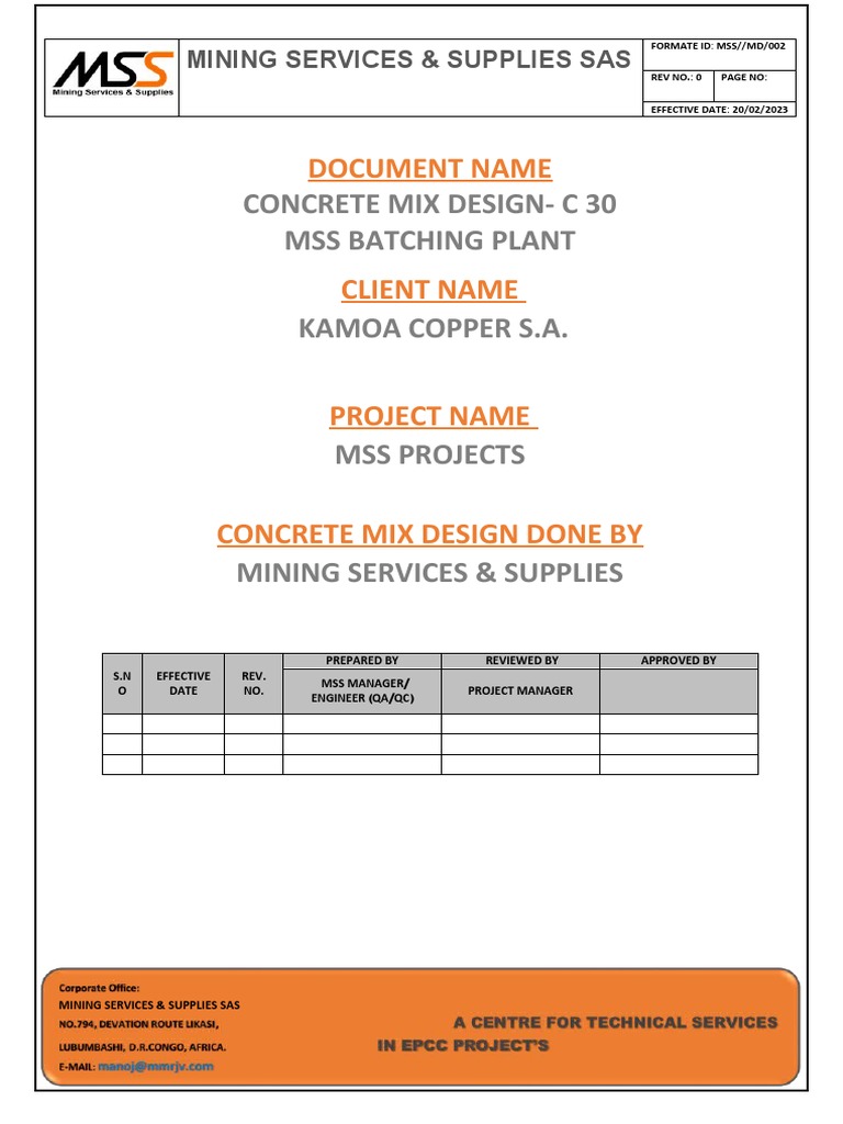 C30 Concrete Mix Design Specifications | PDF | Concrete | Cement