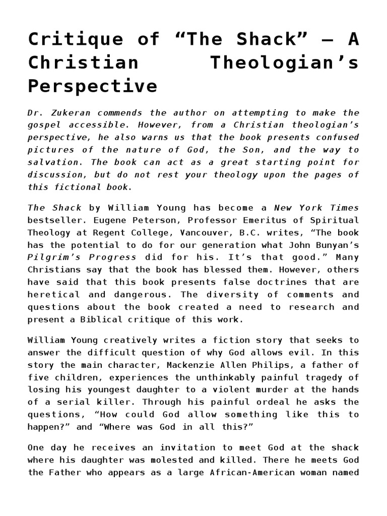 Critique of The Shack | PDF | Religion & Spirituality | Self-Improvement