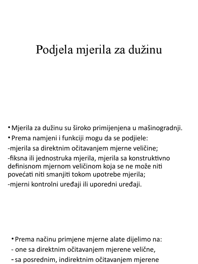 10 Podjela Mjerila Za Dužinu | PDF