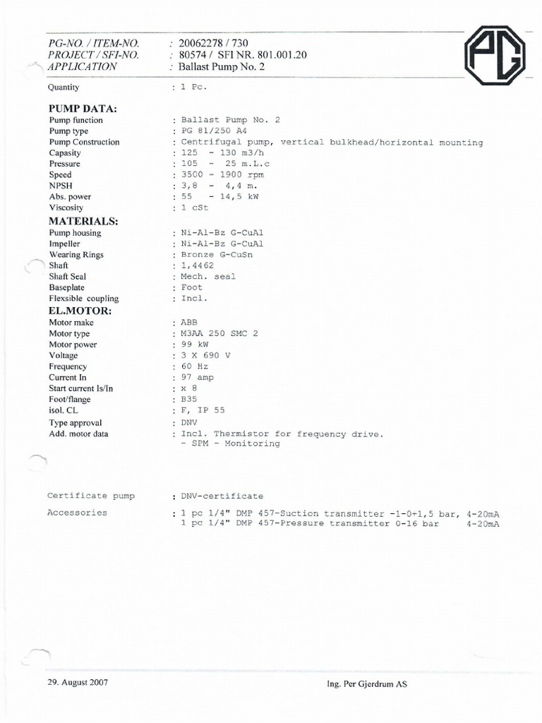 Ballast Pump | PDF