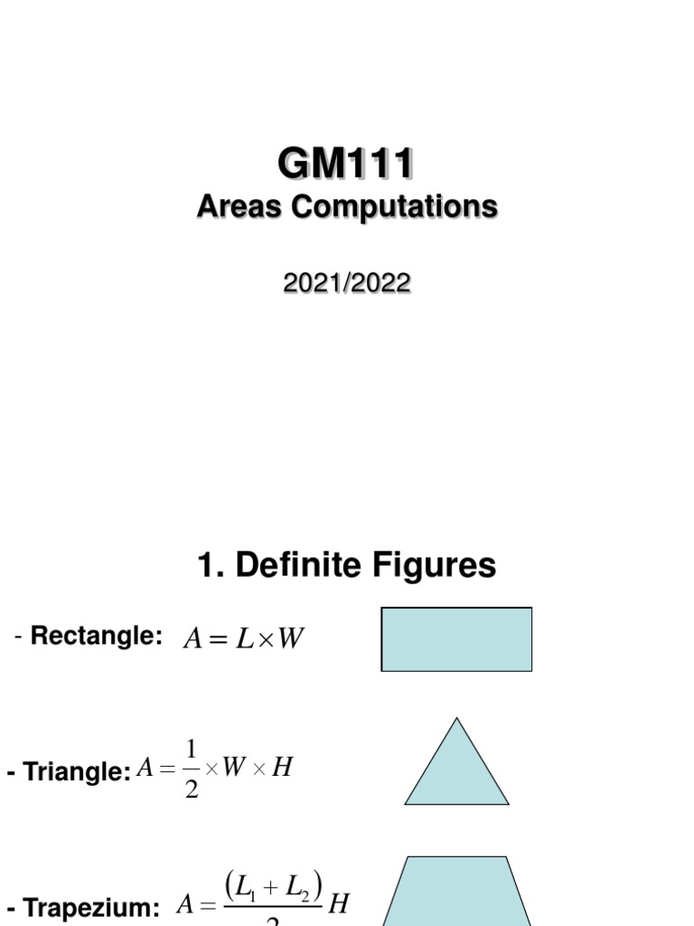 Gm111 Areas Computations Pdf Geometry Elementary Geometry