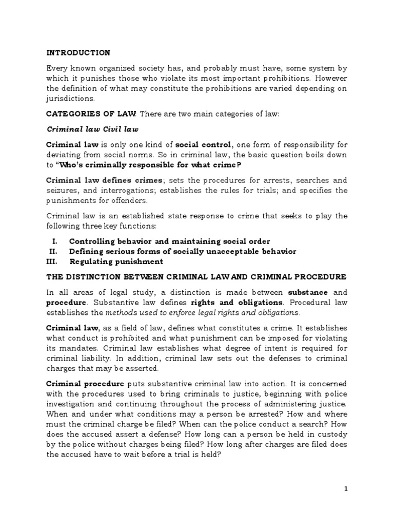 Introduction To Criminal Law | PDF | Double Jeopardy | Crimes