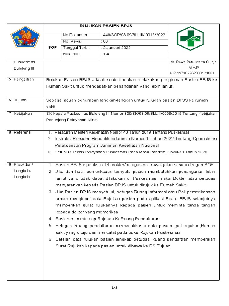 SOP Rujukan Pasien BPJS | PDF