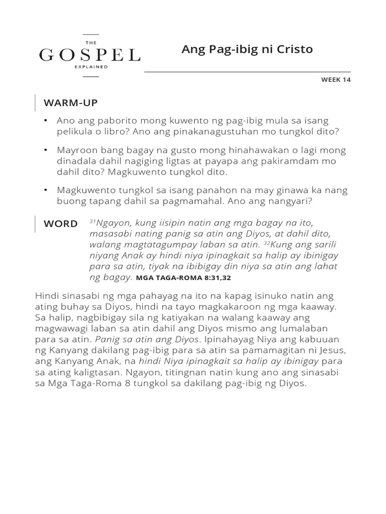 The Gospel Explained Week 14 Ang Pag Ibig Ni Cristo Mobile | PDF
