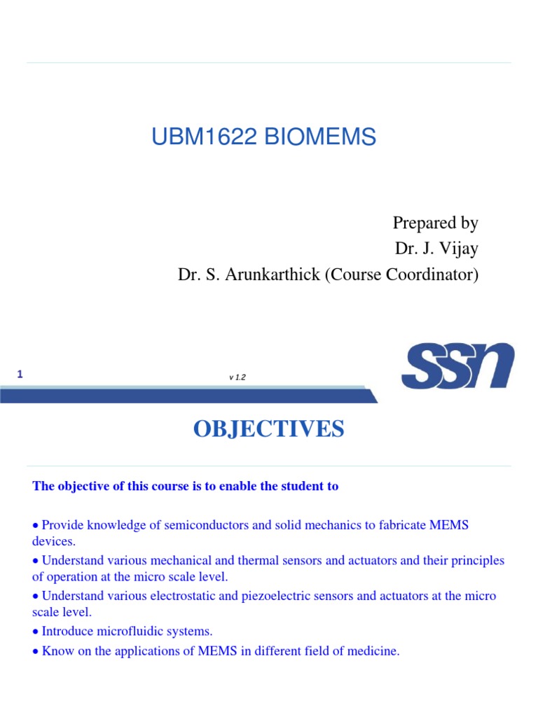 UBM1622 BIOMEMS: Materials and Fabrication | PDF | Microelectromechanical Systems | Integrated ...
