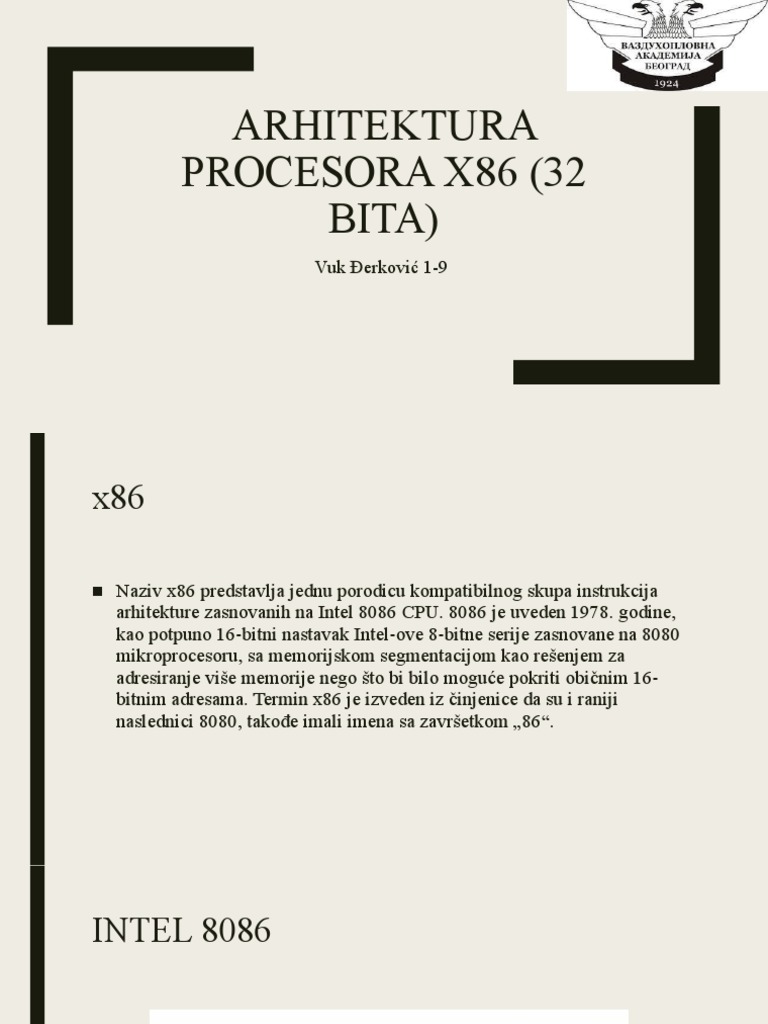 Arhitektura Procesora x86 (32 Bita) | PDF