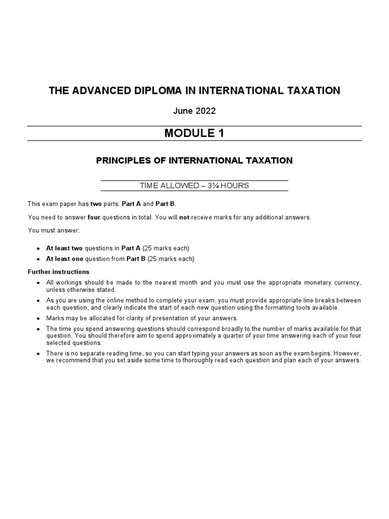 June 2022 Module 1 (Question Paper) | PDF | Loans | Taxes