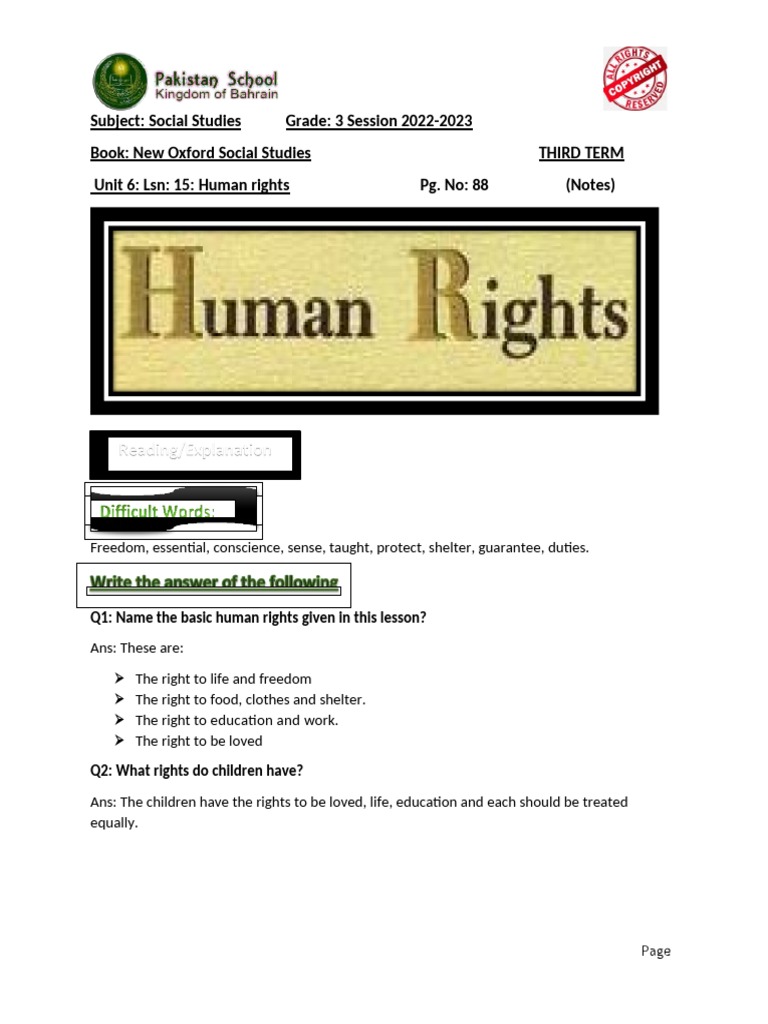 Lesson Human Rights | PDF