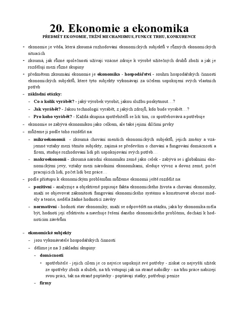 Ekonomie A Ekonomika | PDF