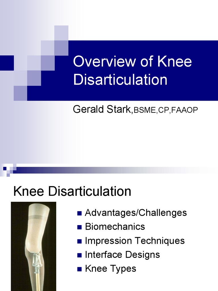Overview of Knee Dis Articulation | PDF | Prosthesis | Knee