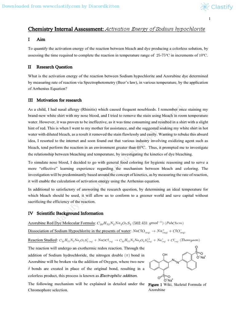 Chemistry IA | PDF | Reaction Rate | Activation Energy