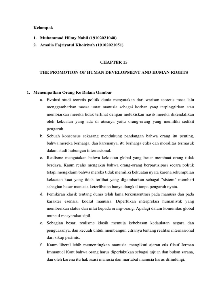 15 The Promotion of Human Development and Human Rights | PDF