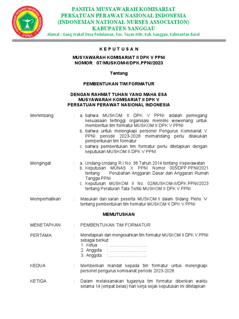 Draft Konsideran Tim Formatur Pdf