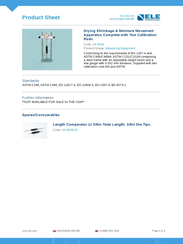 Drying Shrinkage & Moisture Movement Apparatus | PDF | Technology ...