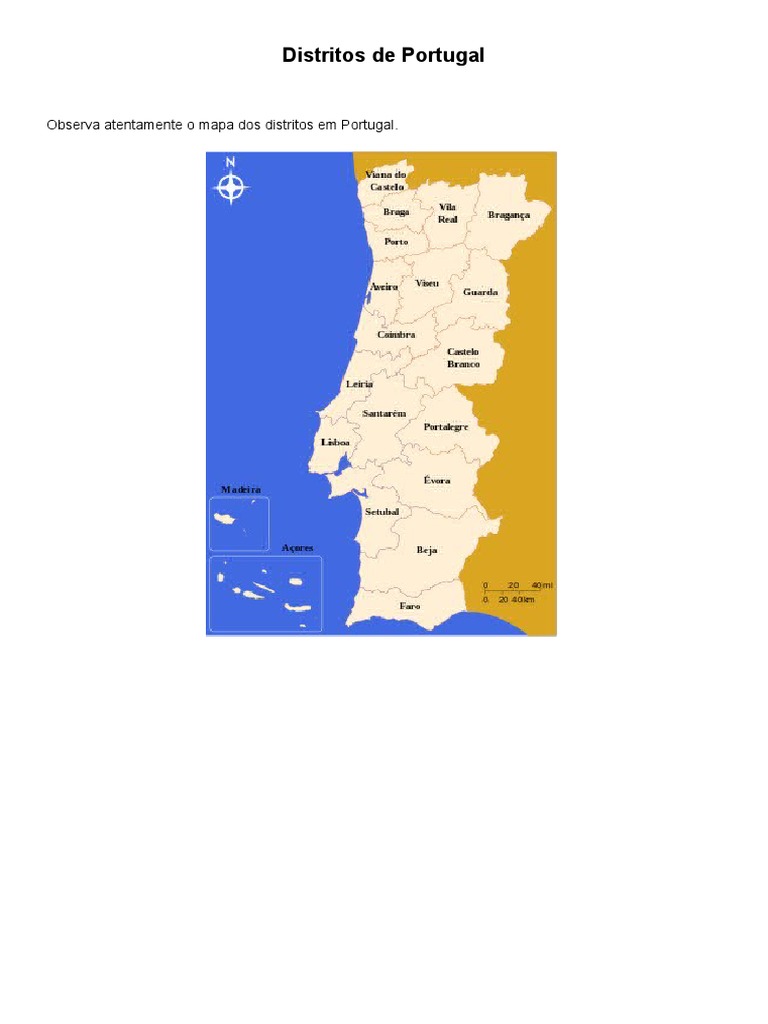 Mapa dos Distritos de Portugal | PDF | Turismo