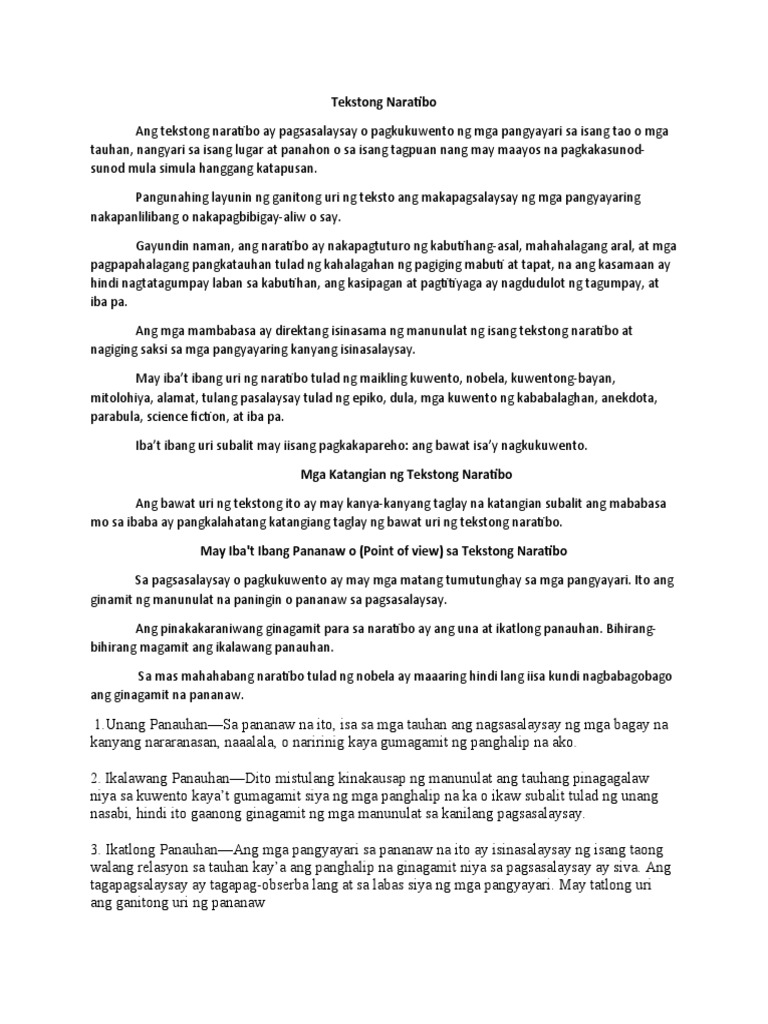 Tekstong Naratibo | PDF