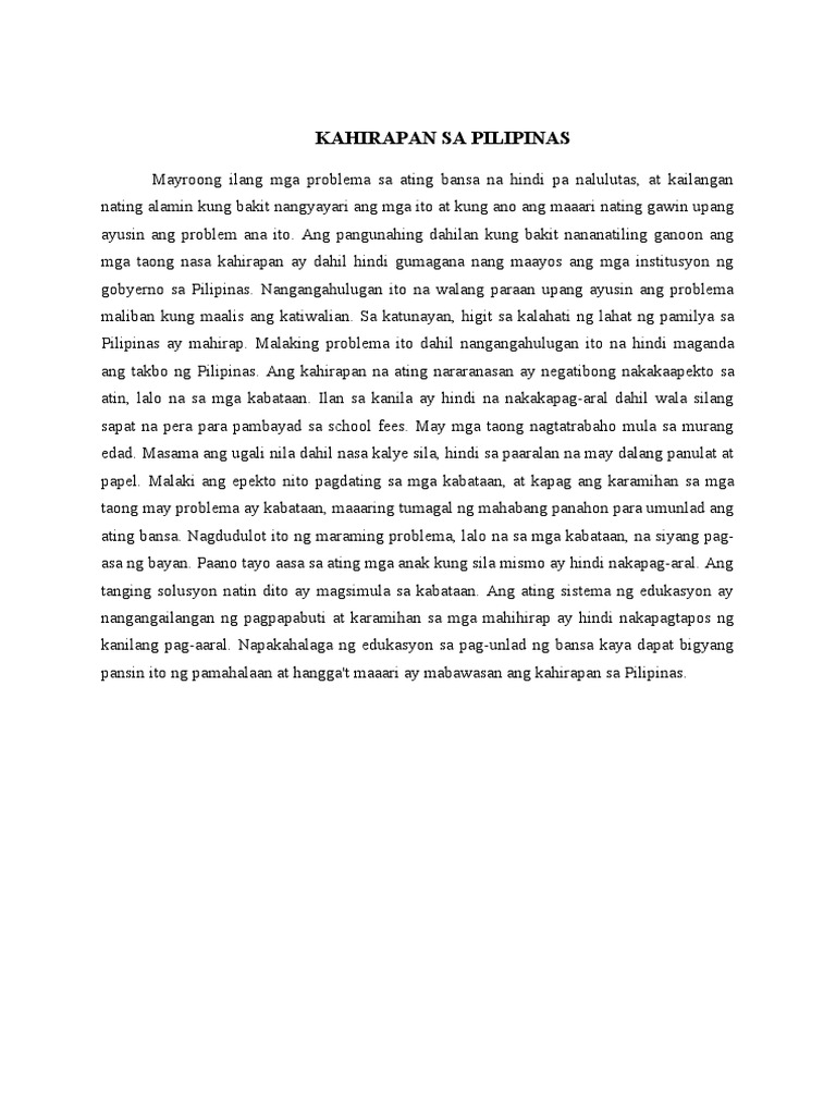 Kahirapan Sa Pilipinas | PDF