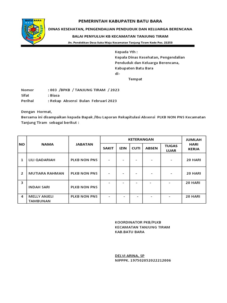 Surat Absen PLKB Non Pns | PDF