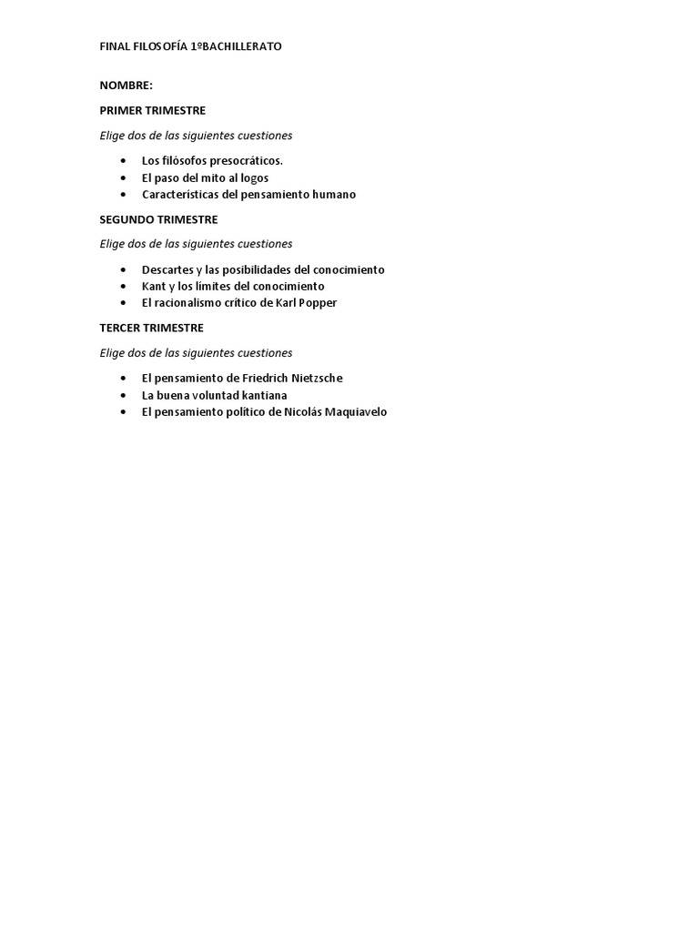 Final Filo | PDF | Filosofía