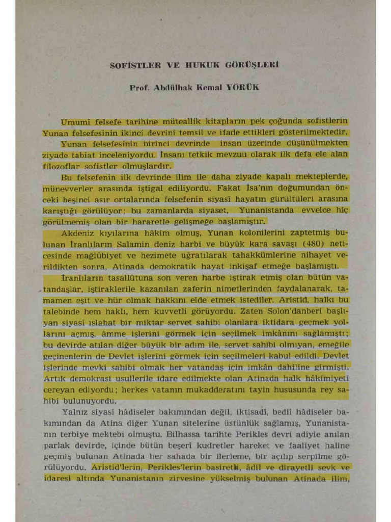 1-Abdülhak Kemal Yörük - Sofistler Ve Hukuk | PDF