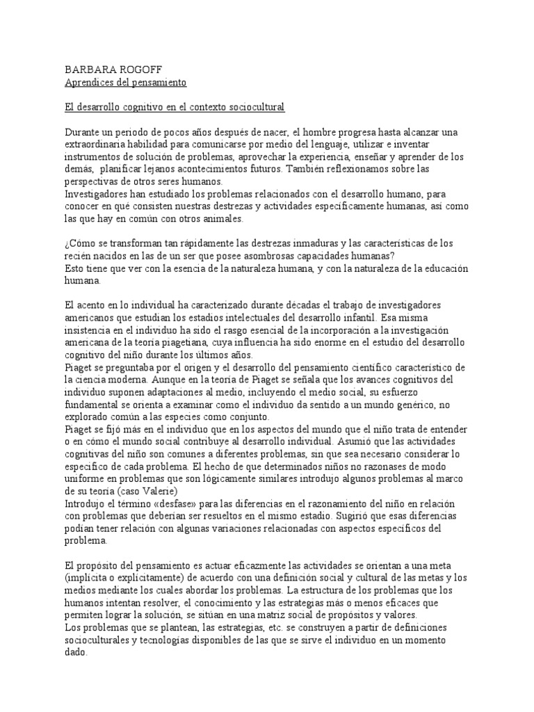 Barbara Rogoff - TERMINADO | PDF | Sociedad | Desarrollo cognitivo