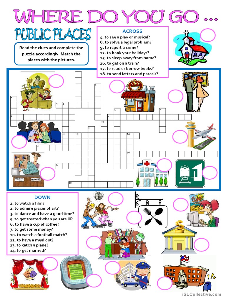 Public Places Crossword Puzzle | PDF
