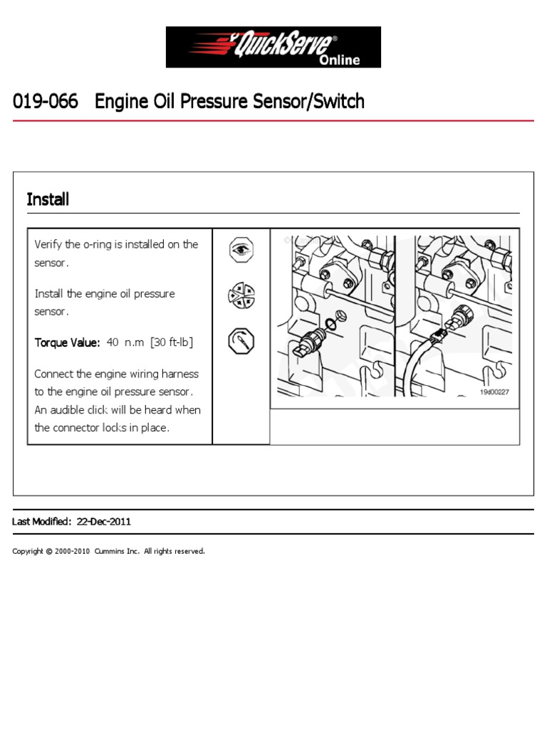 019-066 Engine Oil Pressure Sensor Switch | PDF