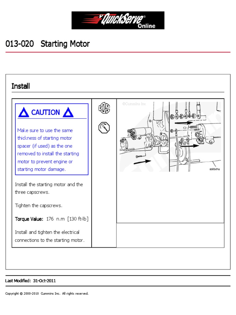 013-020 Starting Motor | PDF